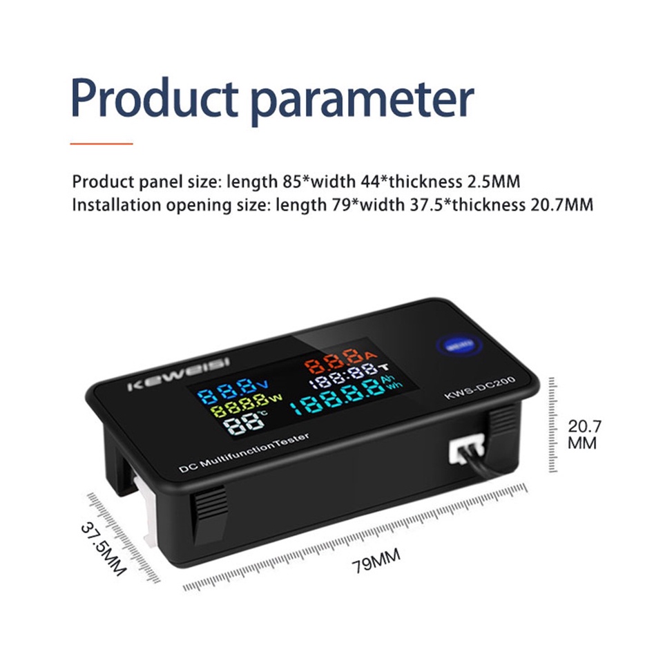 LIGHTTIME DC 0-200V Voltmeter Ammeter KWS Power Energy Meter LED ...