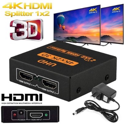 HDMI Splitter 1x2 and 1x4 Repeater 1080P HD 4K for Dual Monitor/Dual ...