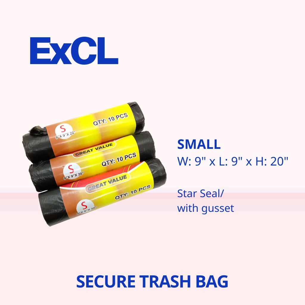 ExCL - Secure Trash Bag - Black (1 Roll x 10pcs) | Shopee Philippines