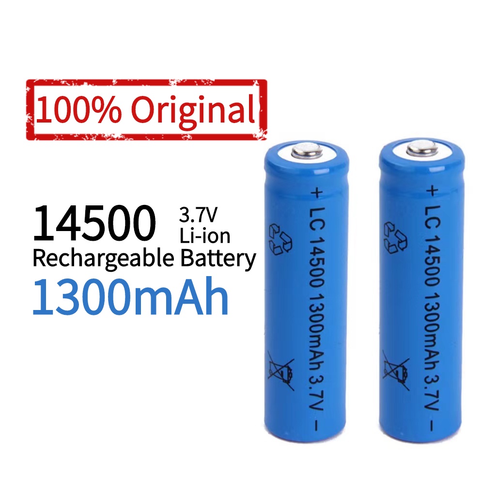 14500 AA Rechargeable Battery 3.7V 1300mAh Li-ion Battery For Led ...