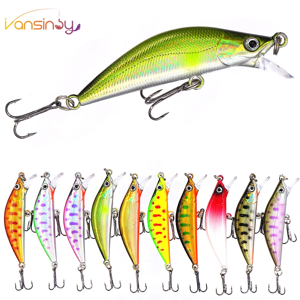 5g/6cm Fishing Lure Sinking Minnow 3D Eyes Laser Trolling Plastic Buzz Bait Lure With 2 Trible ...