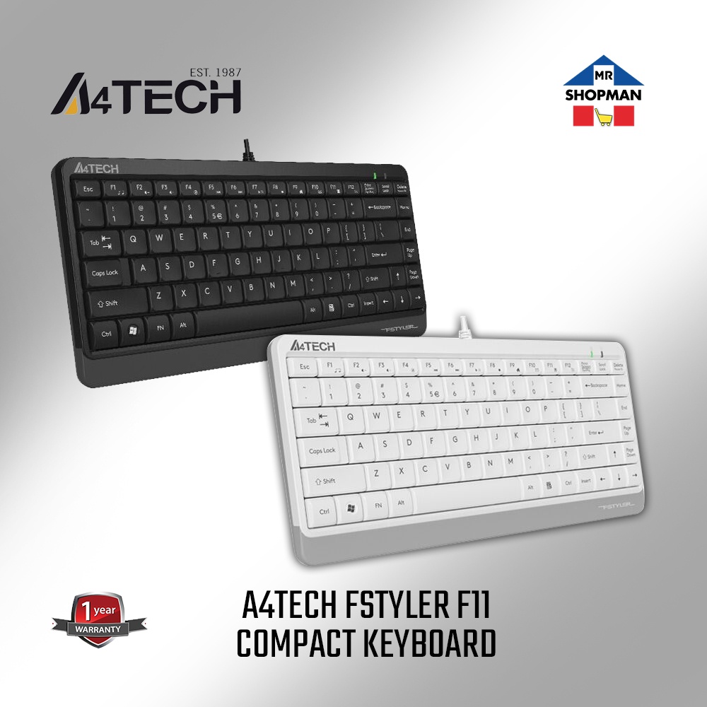 A4tech FSTYLER FKS11 Gray / White Compact Wired Keyboard | Shopee ...
