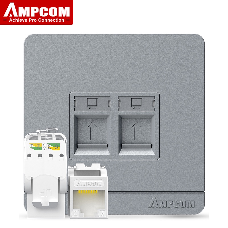 AMPCOM CAT6 Keystone Jack, 86mm Faceplate With CAT6 1Gbps UTP Keystone Jack, No Punch-Down Tool ...