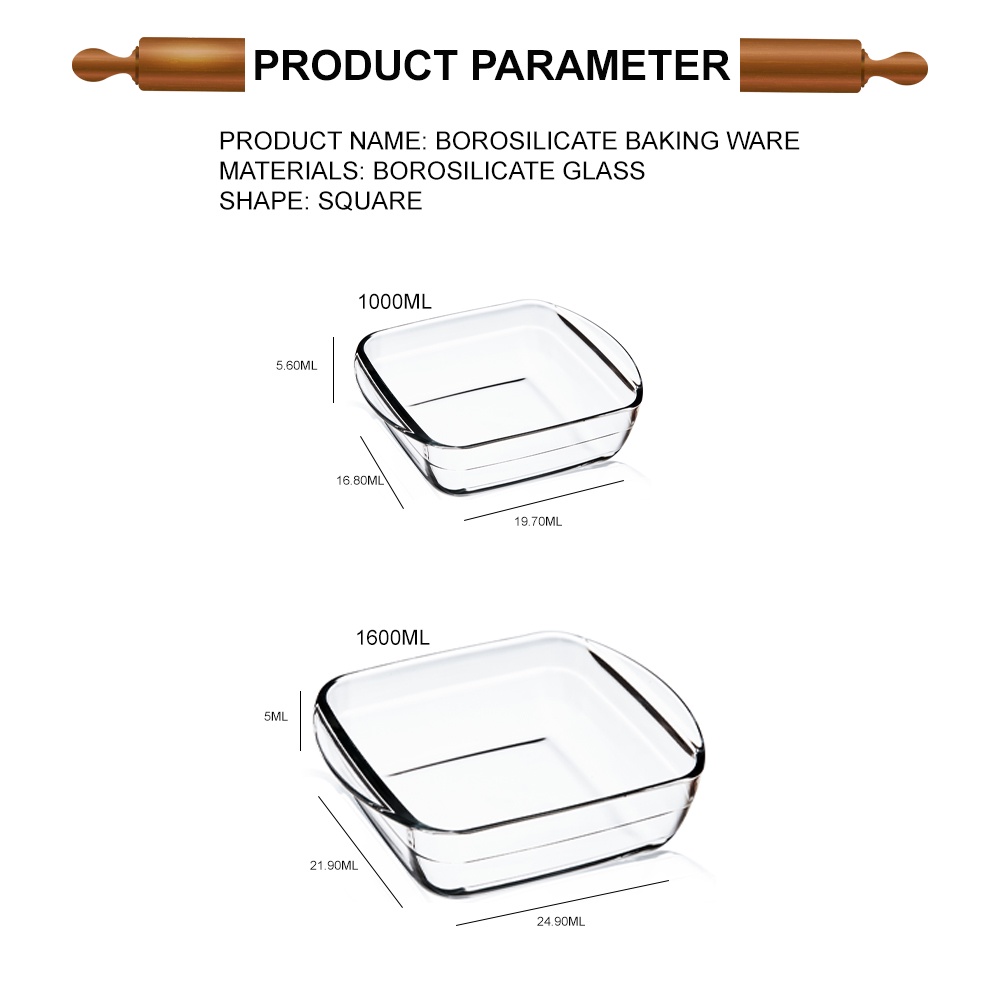 LOCAUPIN Borosilicate Glass Baking Plate Bread Pan Microwave Oven Safe ...
