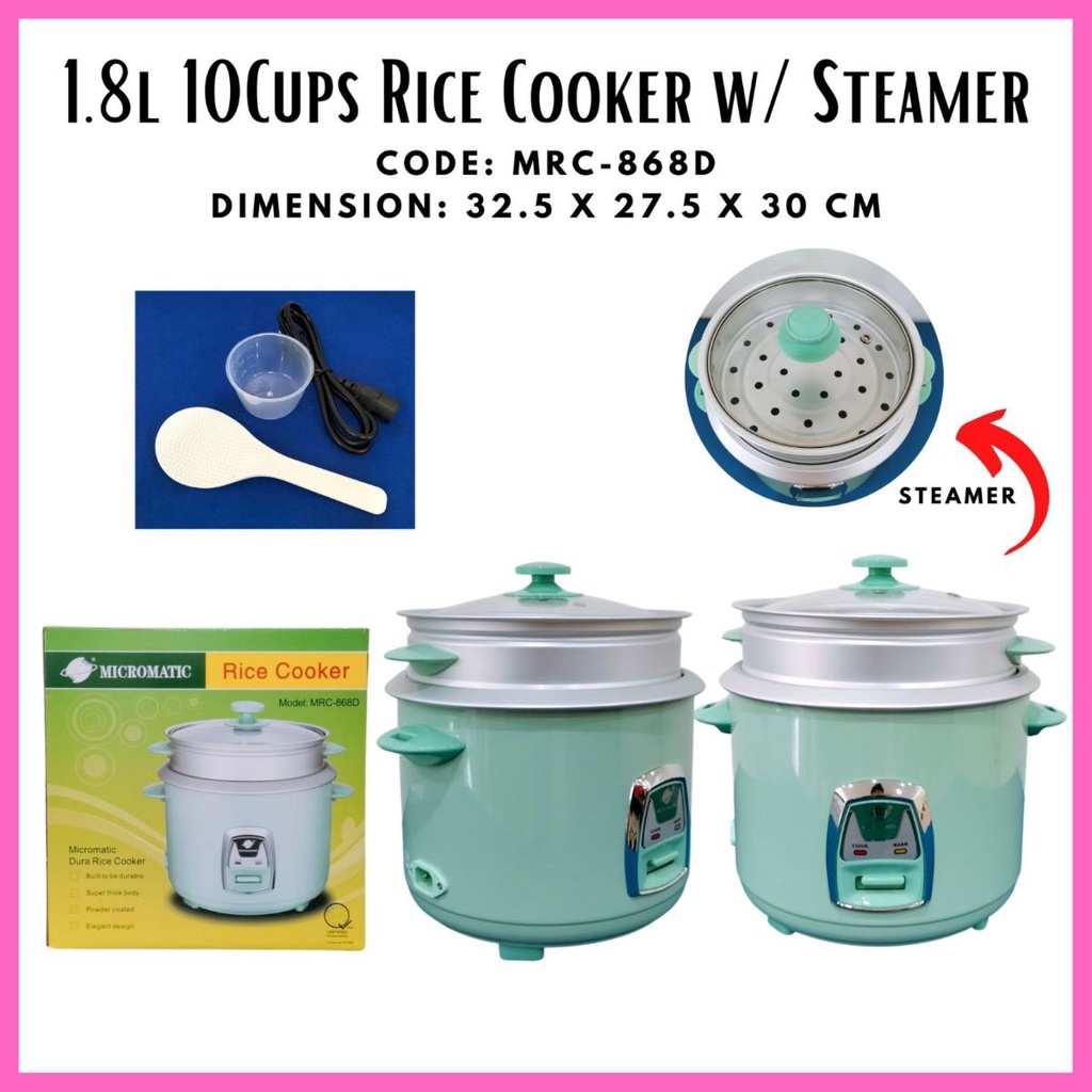 RICE COOKER WITH STEAMER 1.8LITERS/ RICE COOKER WITH CUP/ RICE COOKER ...