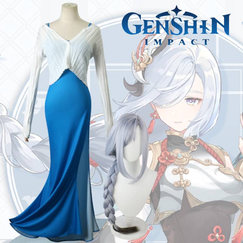 Authentic Genshin Impact Shenhe Outfits Fancy Costume For Cosplay Party ...