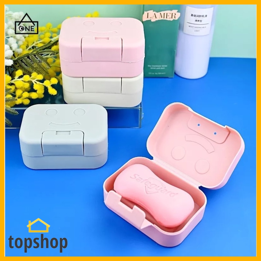 TOPSHOP Smiling Face Soap Box Dish Waterproof Travel Portable Plastic ...