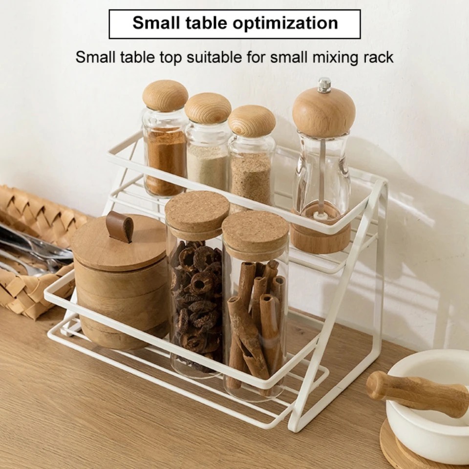 Iron Spice Rack 2 tier Condiments Kitchen Torani Organizer And Bathroom ...
