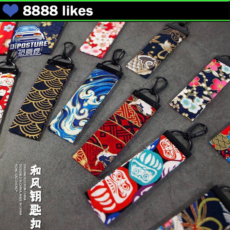 Japanese Style Ukiyo-e KeyChains Pendant Charm Keyring Car key chain ...