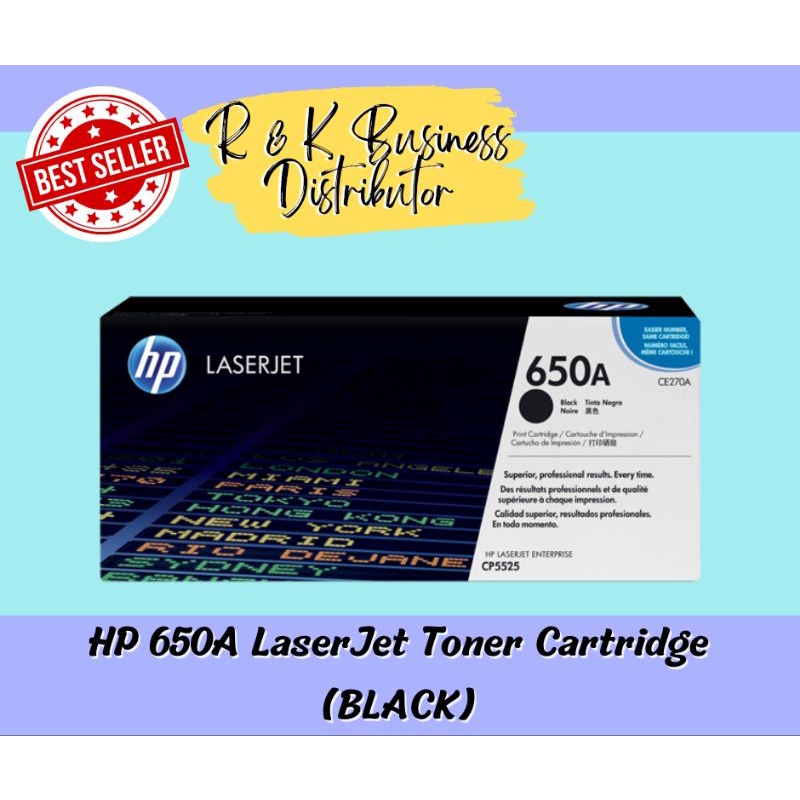HP 650A Black (CE270A) Original LaserJet Toner Cartridge | Shopee ...