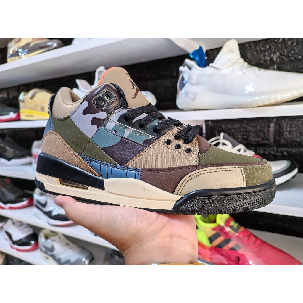 Jordan 3 Mens Army Green Casual Shoes Free Socks | Shopee Philippines