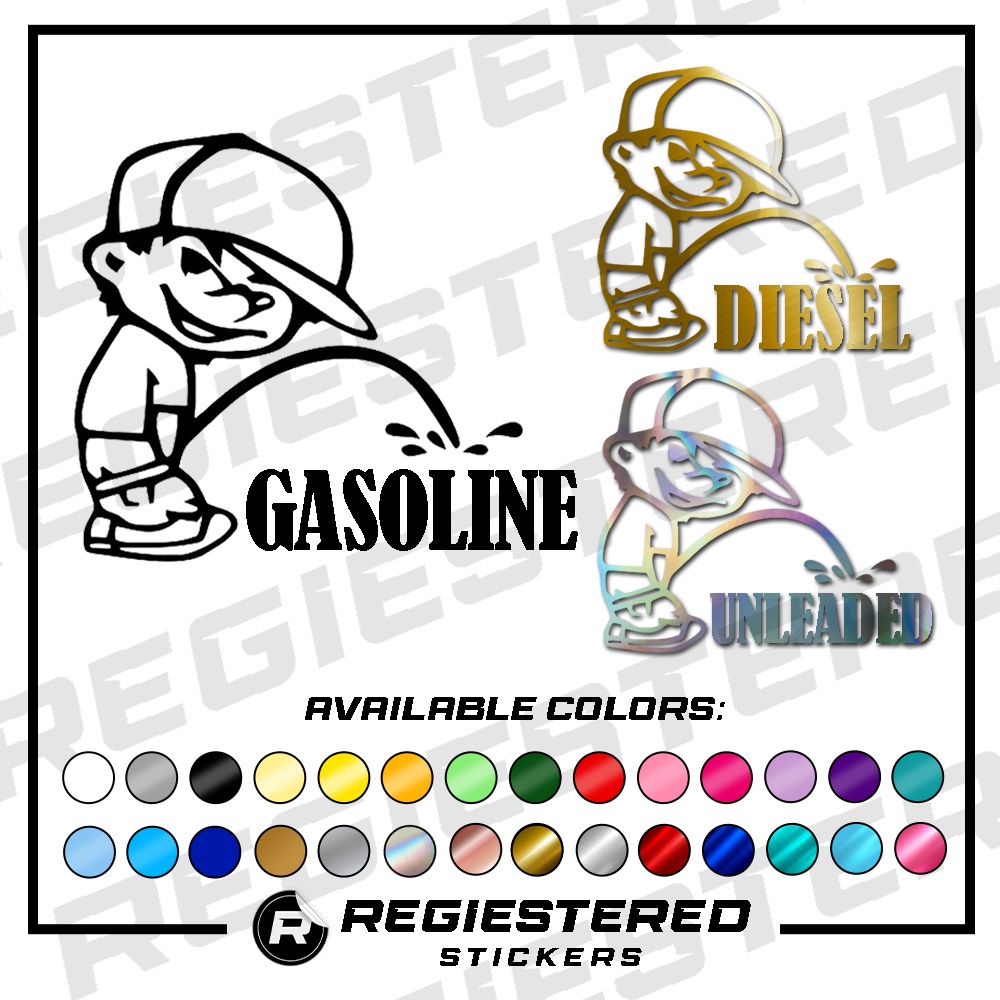 Boy Peeing Gasoline Diesel Unleaded Vinyl Decal Sticker Waterproof Car ...