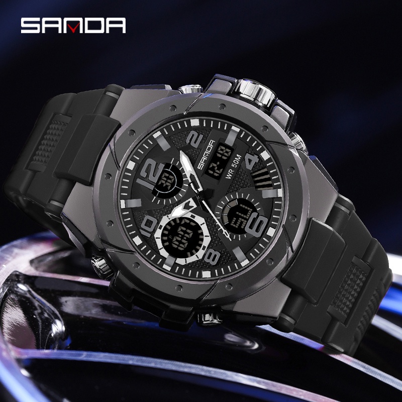 SANDA Multi-function Multi-display Sports Waterproof Men's Watch Luxury ...