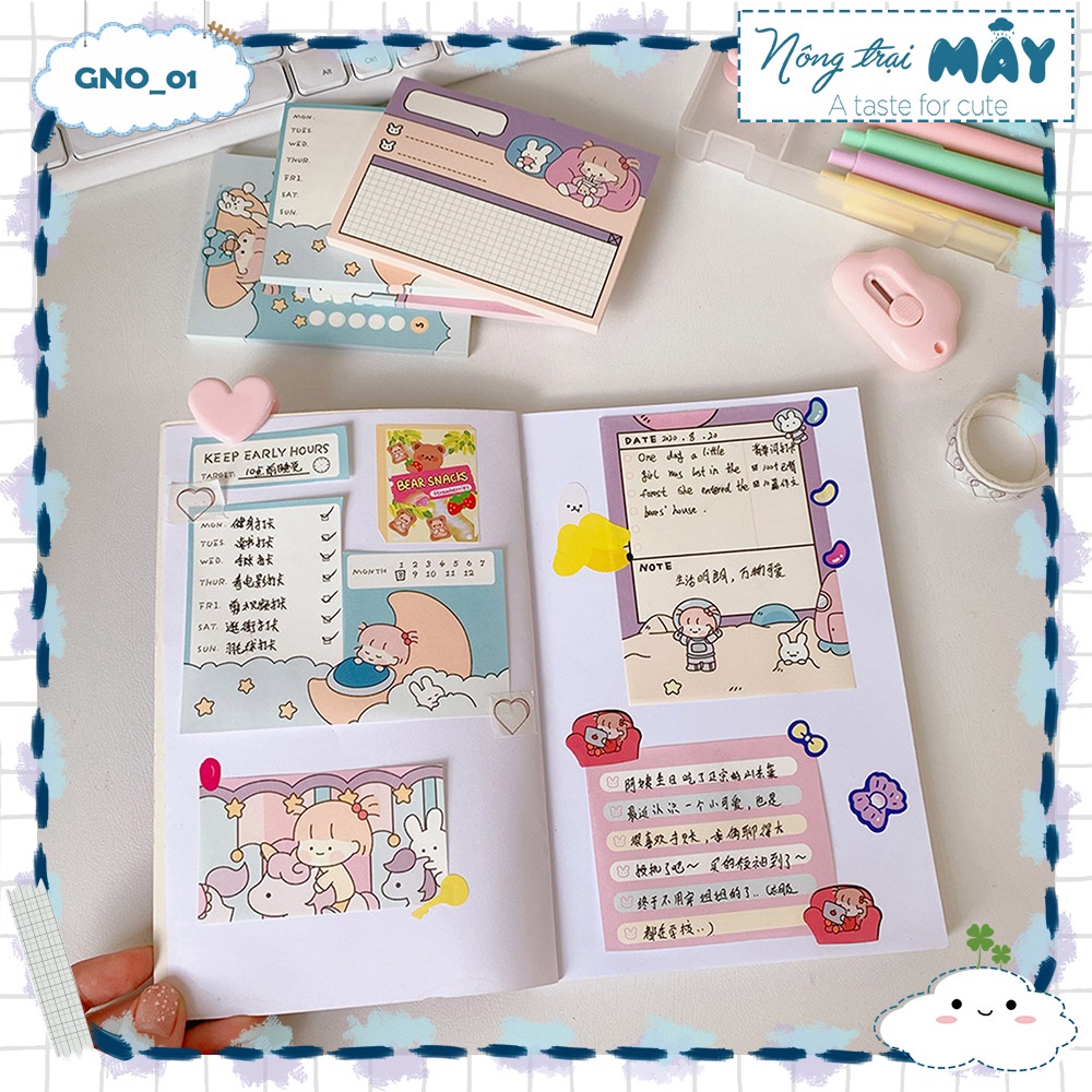 [27 Types] cute girl and bear shaped note paper, 50 sheets of note ...