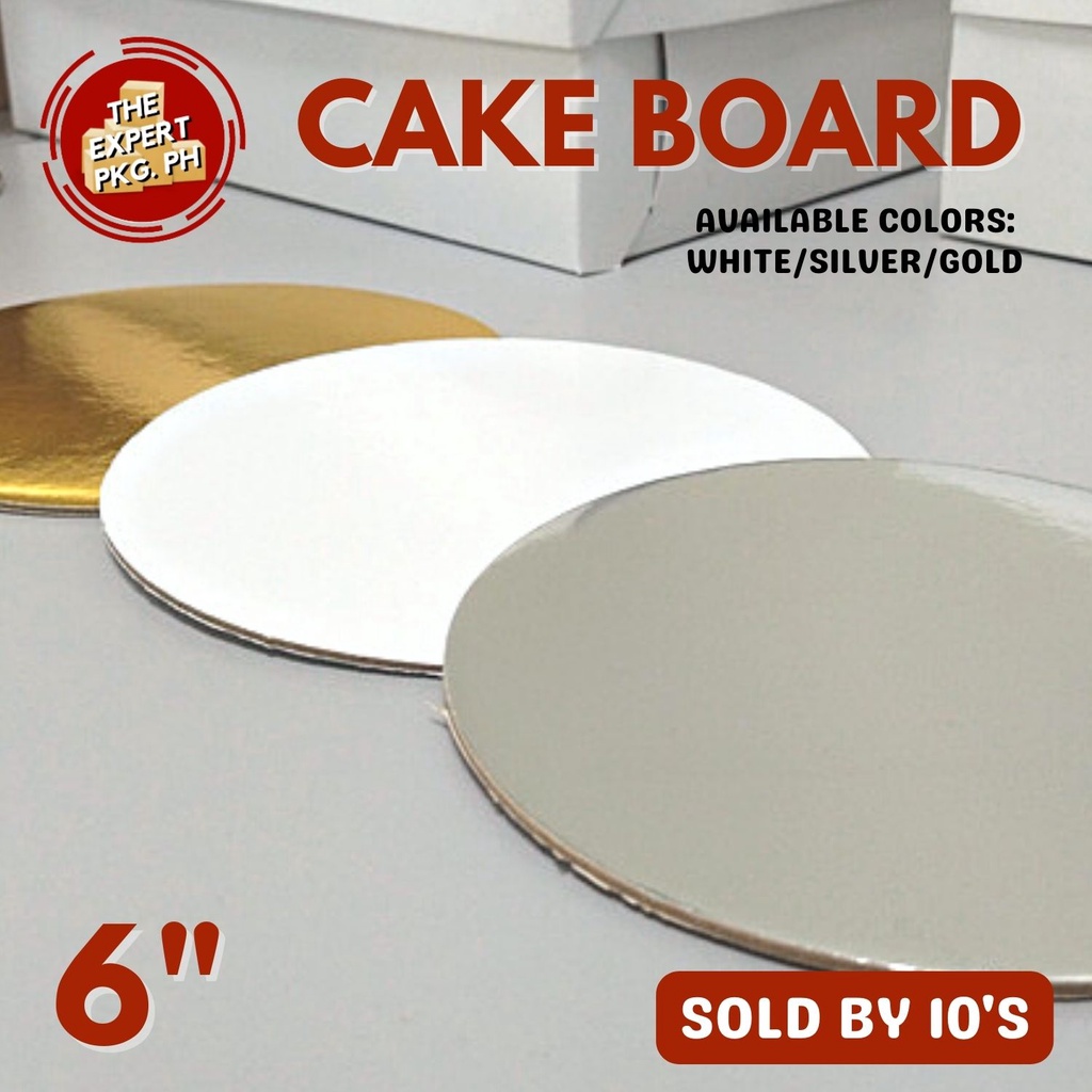 6" Cake Board Round Gold / Silver / White High-Quality Thick Metallic ...