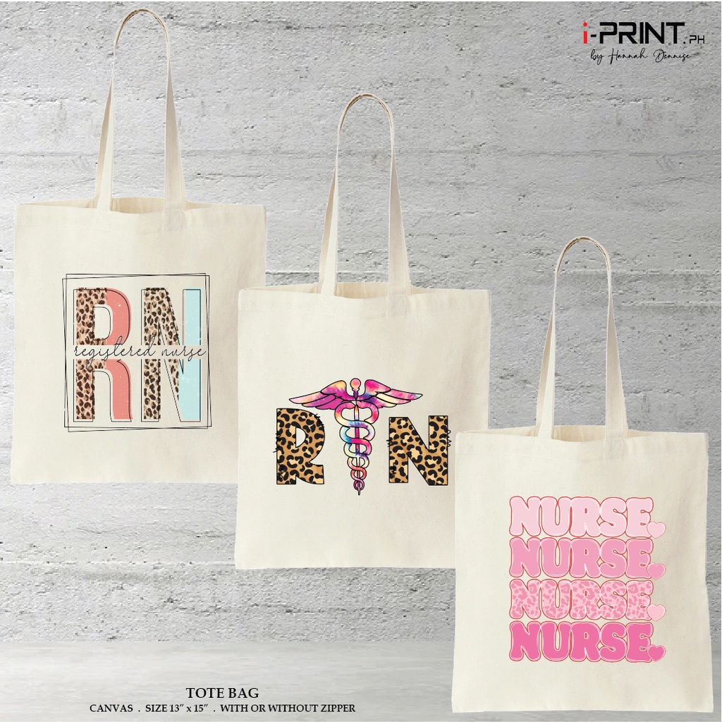 i-PRINT.ph Tote Bag Nurse B (with or without zipper canvas 13x15 ...