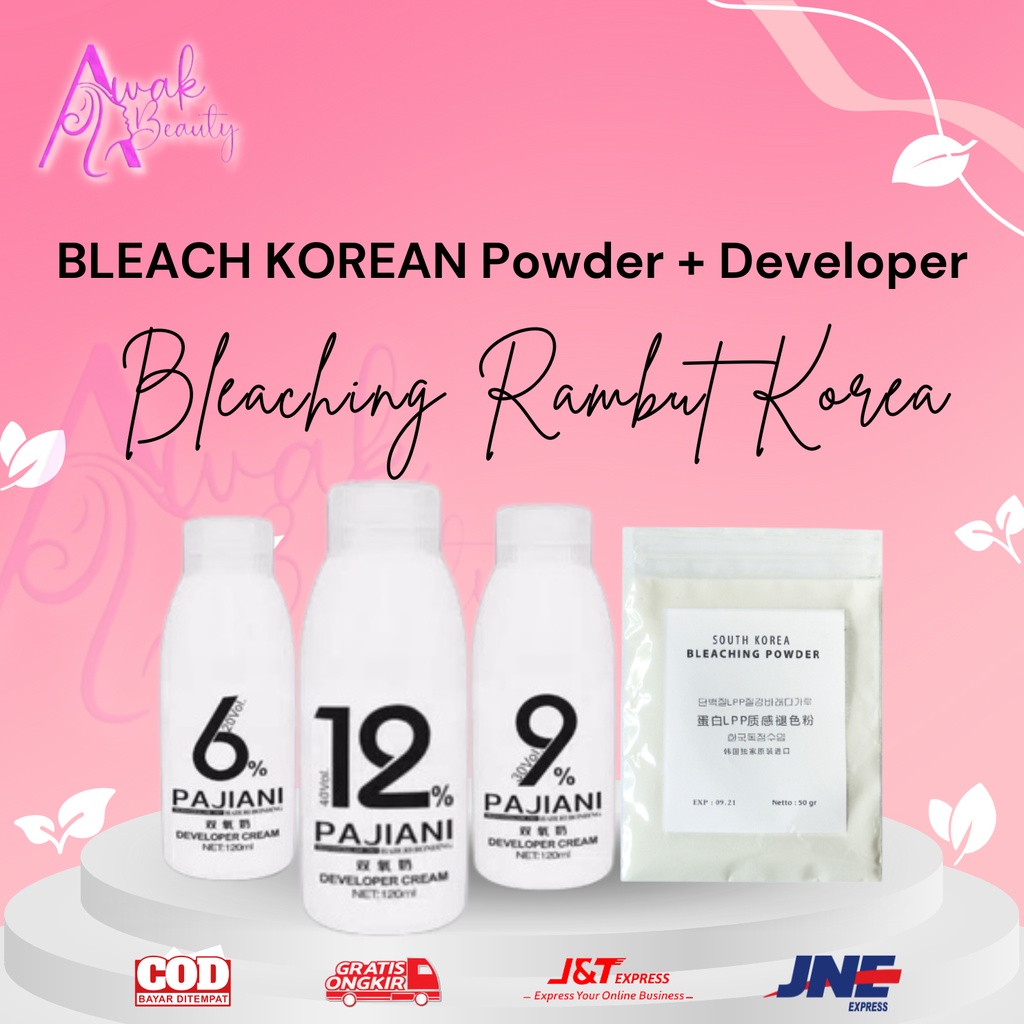 Bleach KOREAN Powder 50gr + Developer 120ml | Bleaching Korean Hair ...