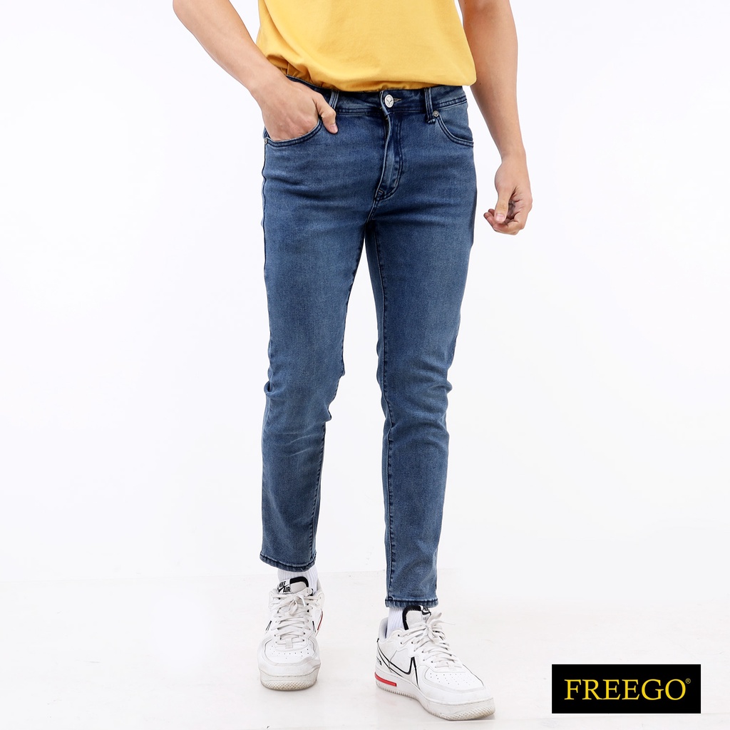 Freego Mens Denim Long Pants Skinny Fit Stretch GSB40-0013 | Shopee ...