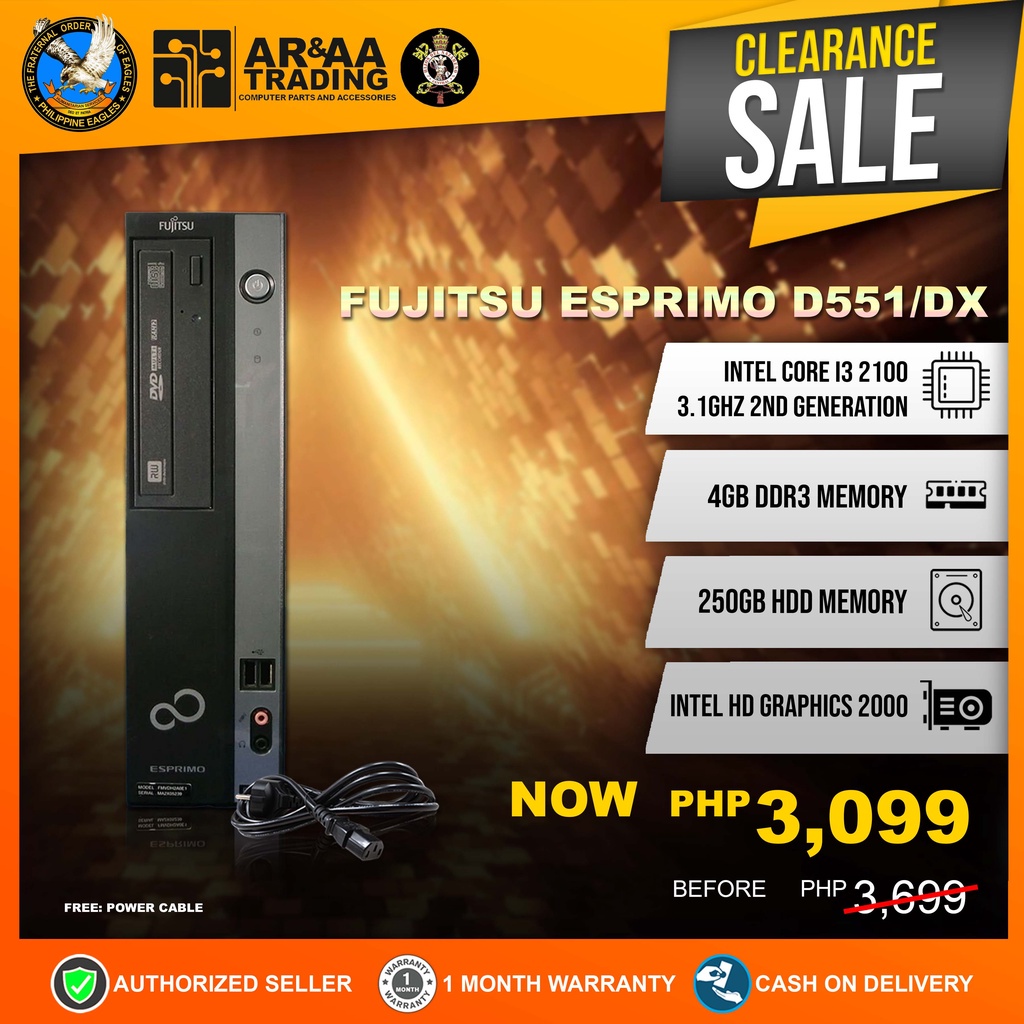 CPU PC Desktop Fujitsu Esprimo Intel Core i3 2100 4gb 2500gb (2nd generation) | Shopee Philippines