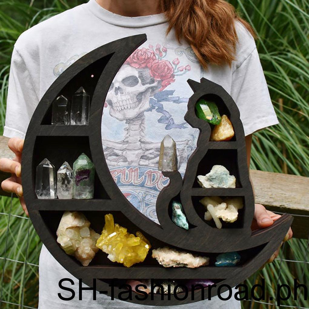 Wood Crystal Rack Wall Hanging Table Standing Display Shelf Stone ...