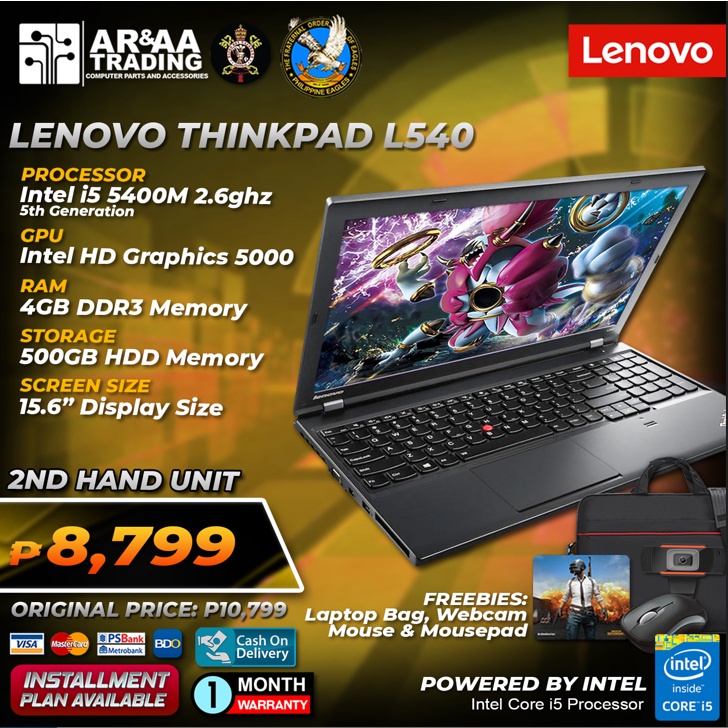 Laptop LENOVO THINKPAD L540 Intel Core i5 5400M 2.6ghz 4gb 500gb HDD 15.6"Screen(5th Generation ...