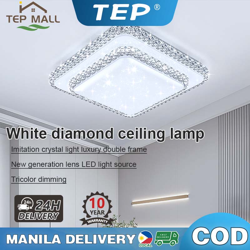 TEP Square/Round 90W Double-layer Diamond Three-color LED Ceiling Light ...