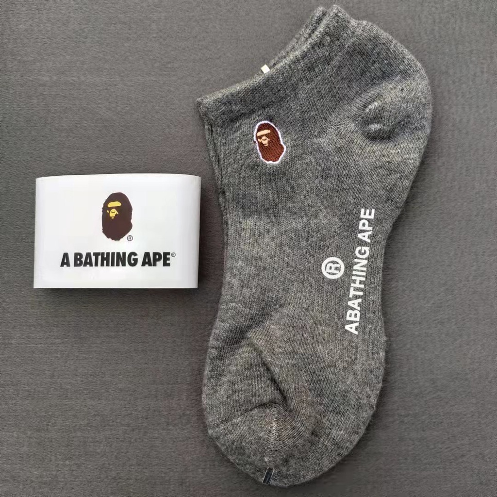 Bape Plain Mid Cut High Cut Sock Ape Head Embroidery Unisex Thick ...