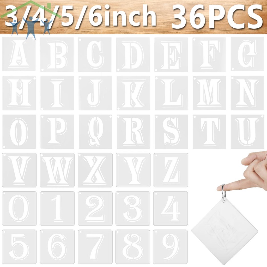 Alphabet Letter Stencils 36Pcs Reusable Plastic Letter Number Templates ...