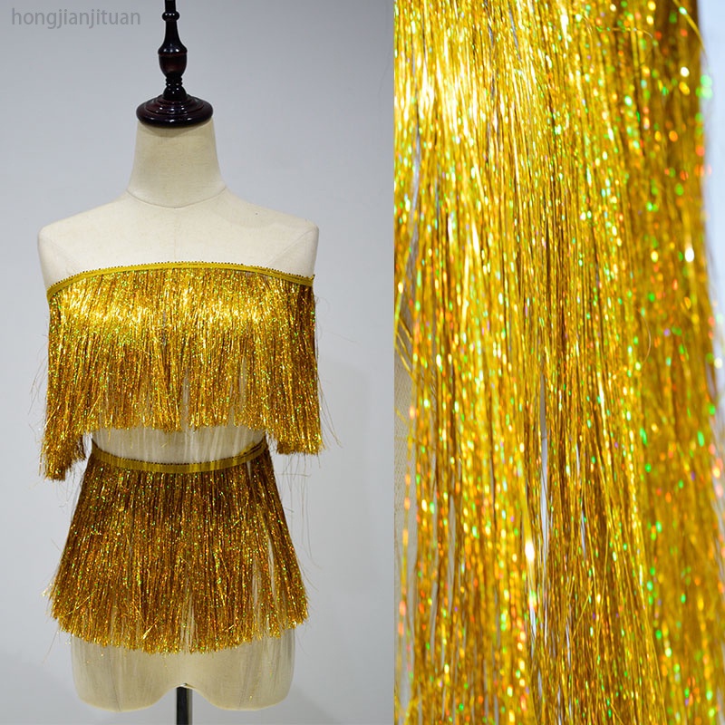 Laser Laser Gold White Lace Tassel performance Clothing Band Designer ...