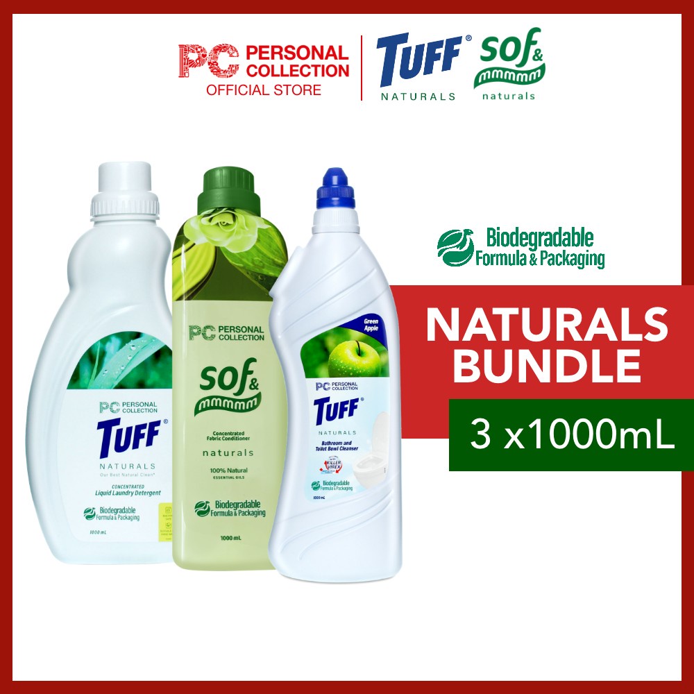 Tuff Naturals Liquid Laundry Detergent + Toilet Bowl Cleanser + Fabric ...