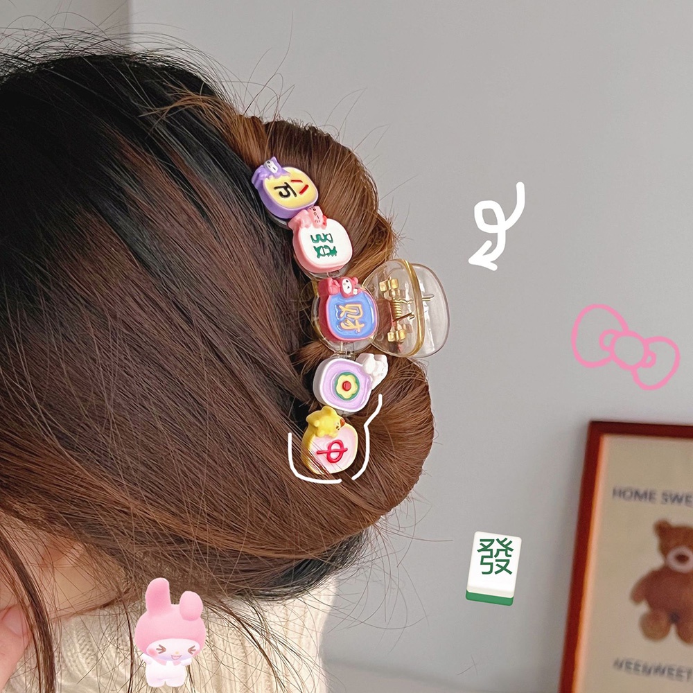 Grasping Clip Large Mahjong Hairpin Female Cute Shark Clip Headdress ...