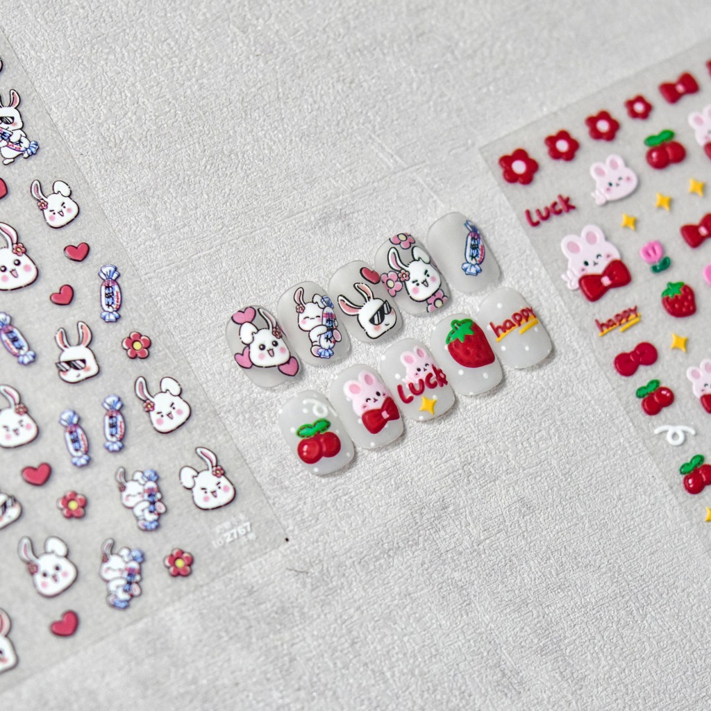 [CORAL SEA] Cartoon Rabbit Manicure Stickers 5D Pieces Accessories ...