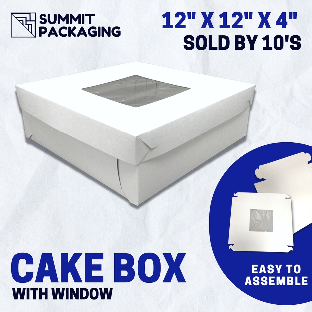 [10pcs] Cake Box Plain 12x12x4 inches [ w/ Window or No Window ] Cake ...