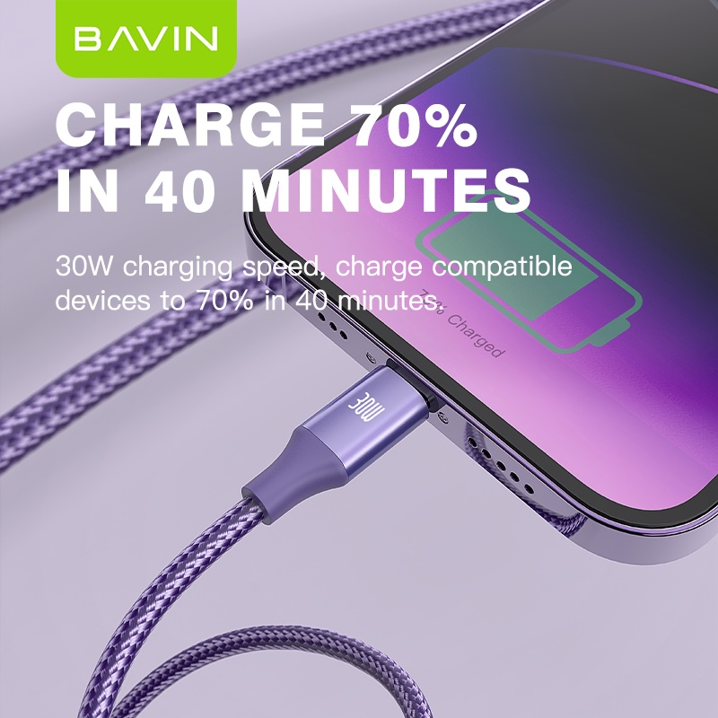 BAVIN CB201 1m Durable Nylon Braided Data Cable, Purple | Shopee ...