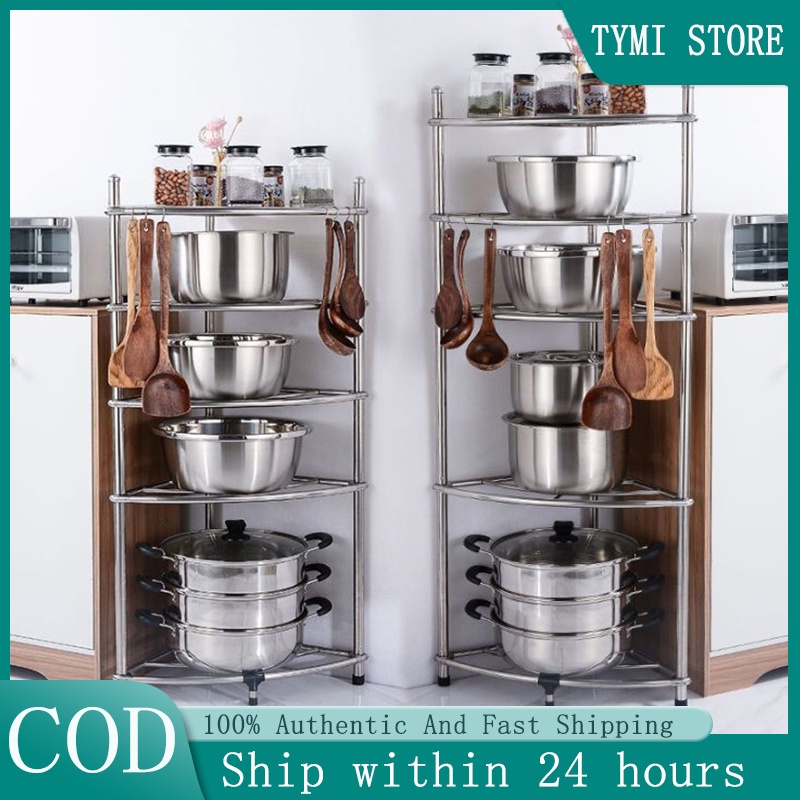 5 Layer Kitchen Rack Pot Rack 304 Stainless Steel Pan Rack Space Saving ...