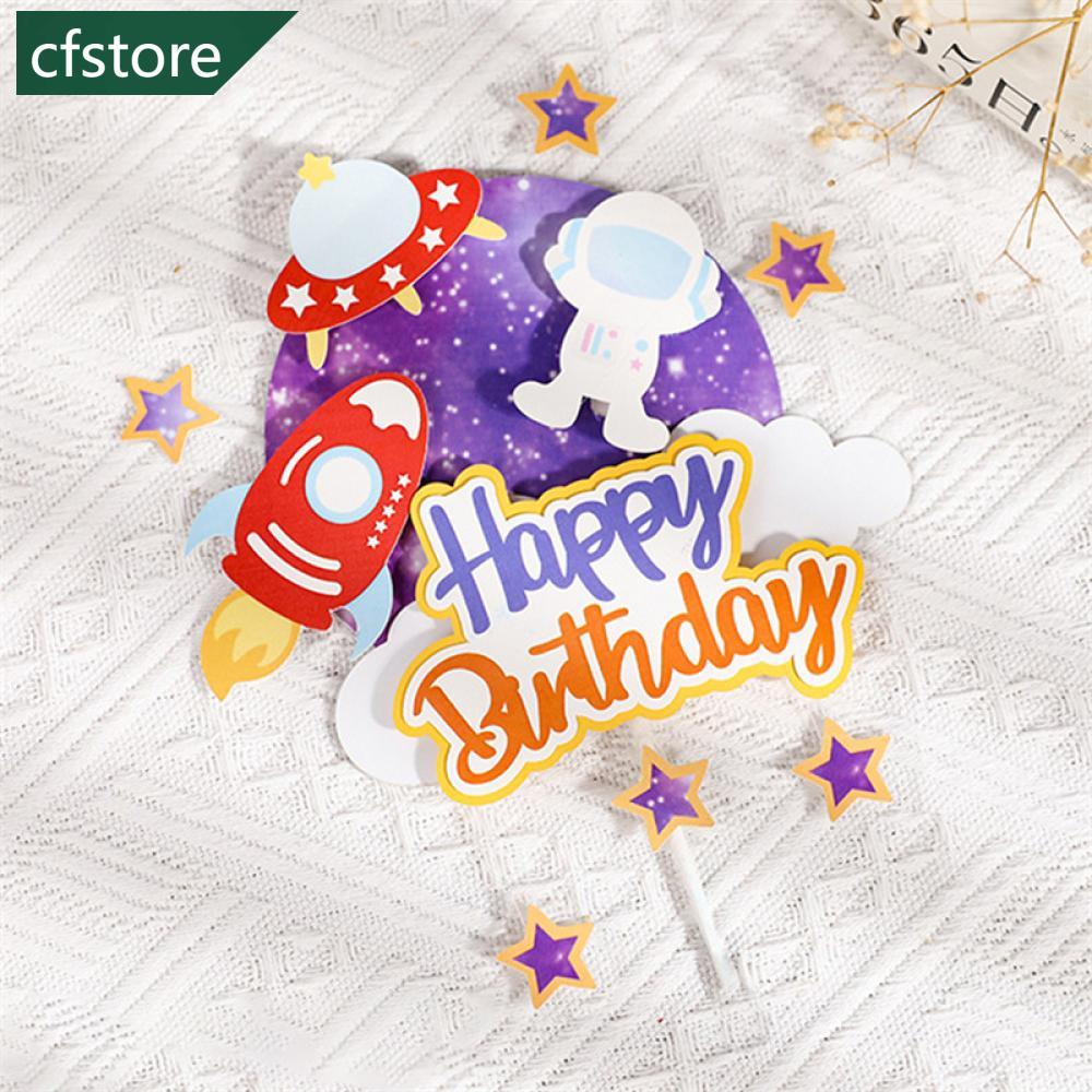 CFSTORE Astronaut Cake Decoration Planets Cake Topper Spaceman Baking ...
