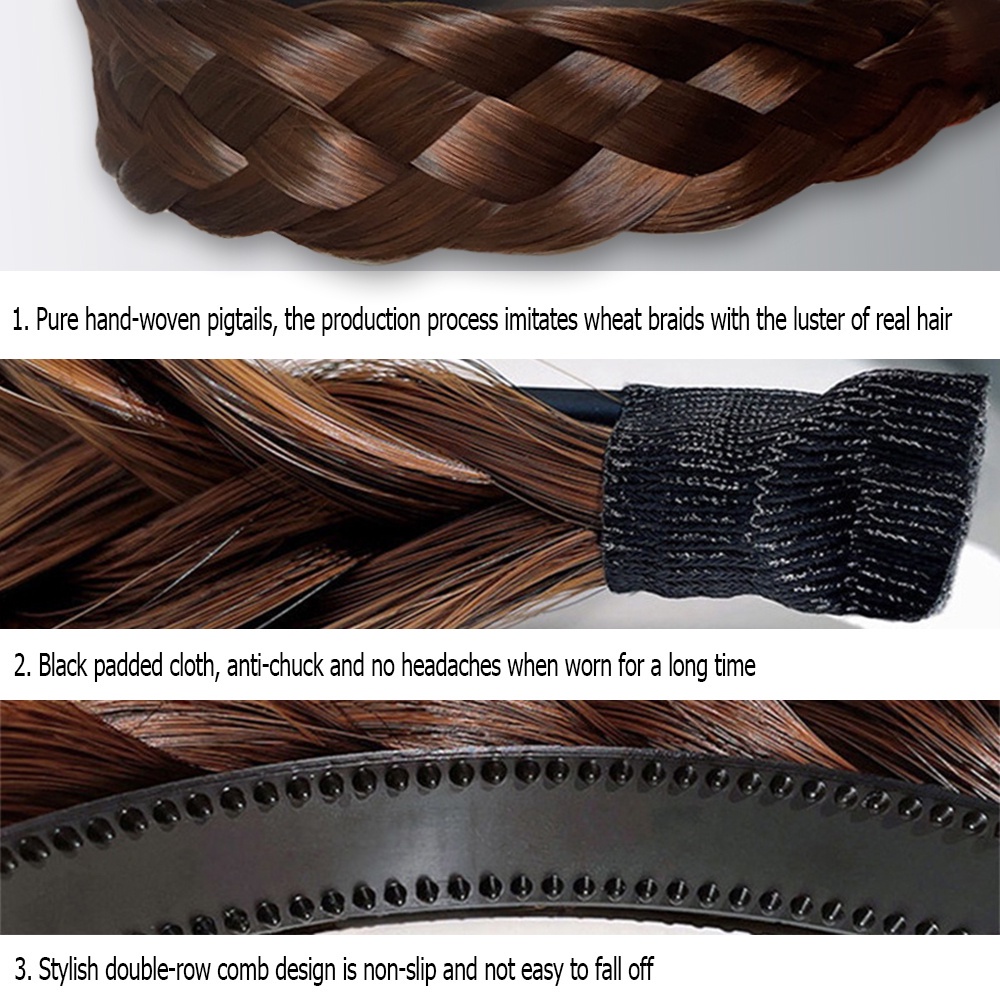 New Wide-brimmed Wig Braid Headband Fishbone Braid Thickened Wide Braid ...