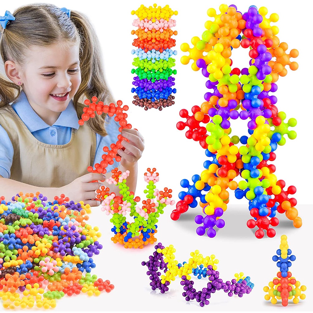 60/100/200 Interlocking Building Blocks Kids STEM Educational Building ...
