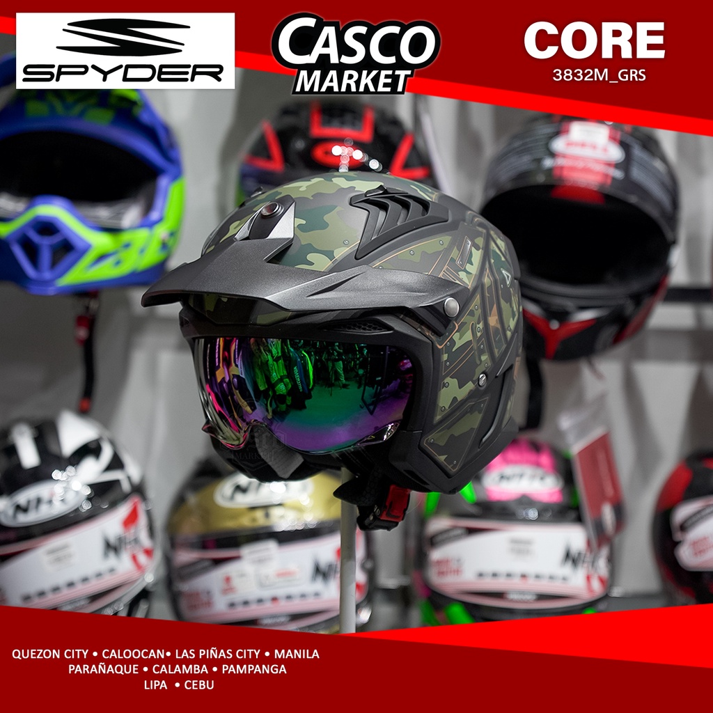 SPYDER CORE G HYBRID SINGLE VISOR MOTORCYCLE HELMET (with extra 2 lens ...
