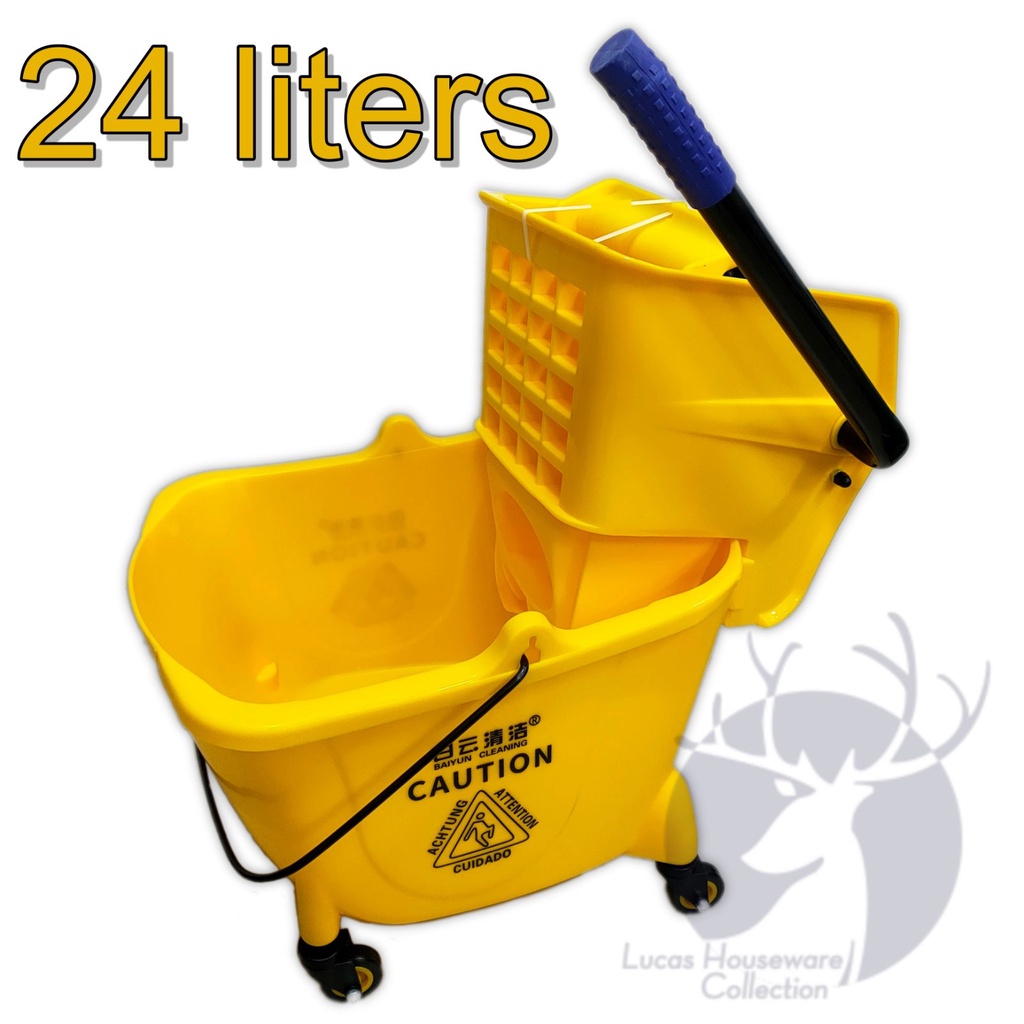 PLASTIC COMMERCIAL MOP-BUCKETS WITH WHEELS & SIDE PRESS WRINGERS SET ...