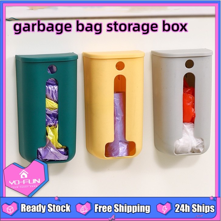 Yo-Fun Plastic bag storage box Kitchen wall-mounted box with garbage ...