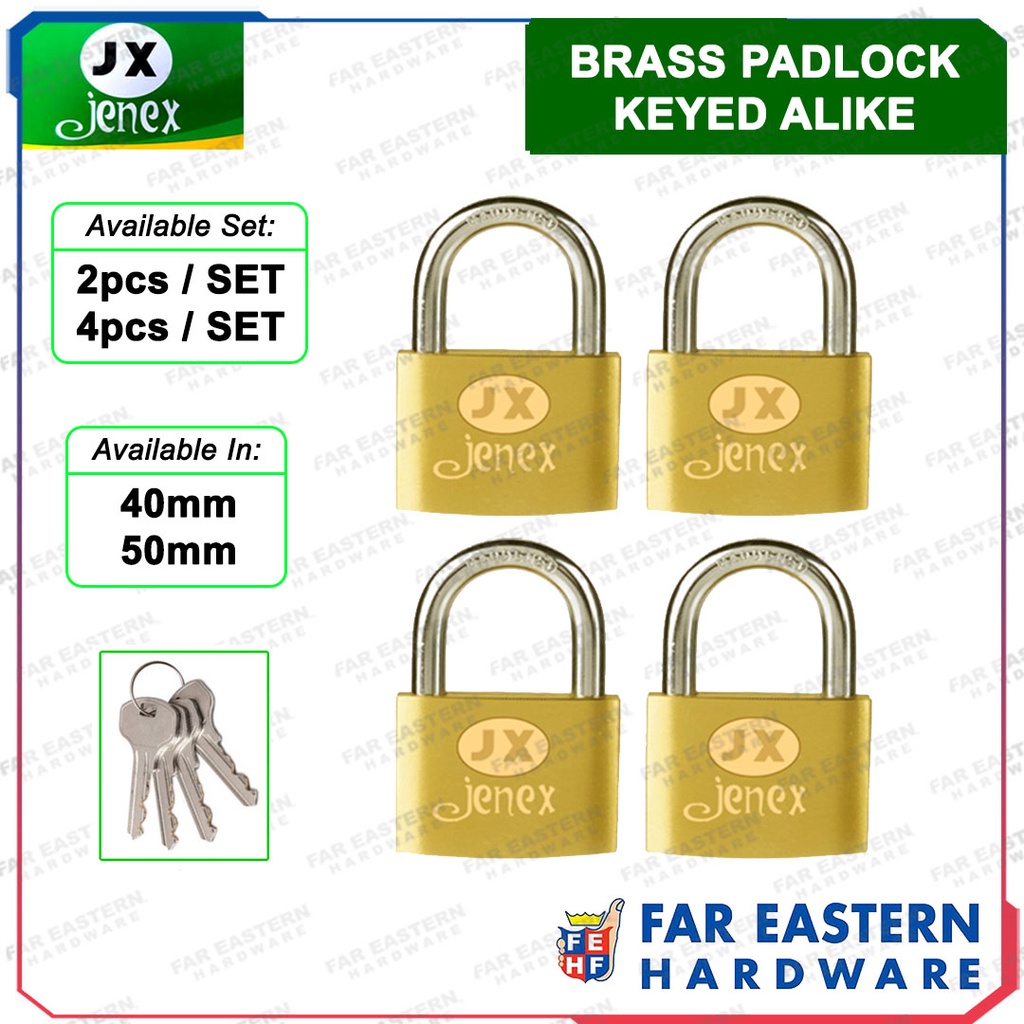 JENEX Brass Padlock Set Keyed Alike 40mm | 50mm | Shopee Philippines