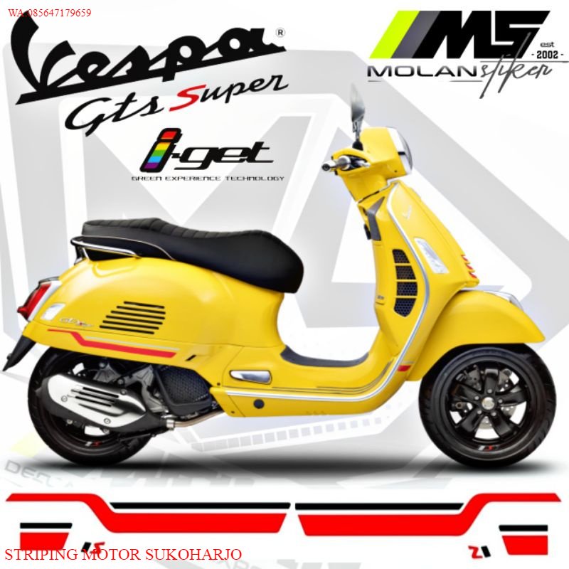 (PREMIUM) Cutting Sticker Striping Variation Vespa GTS 150 iget GTS 150 ...