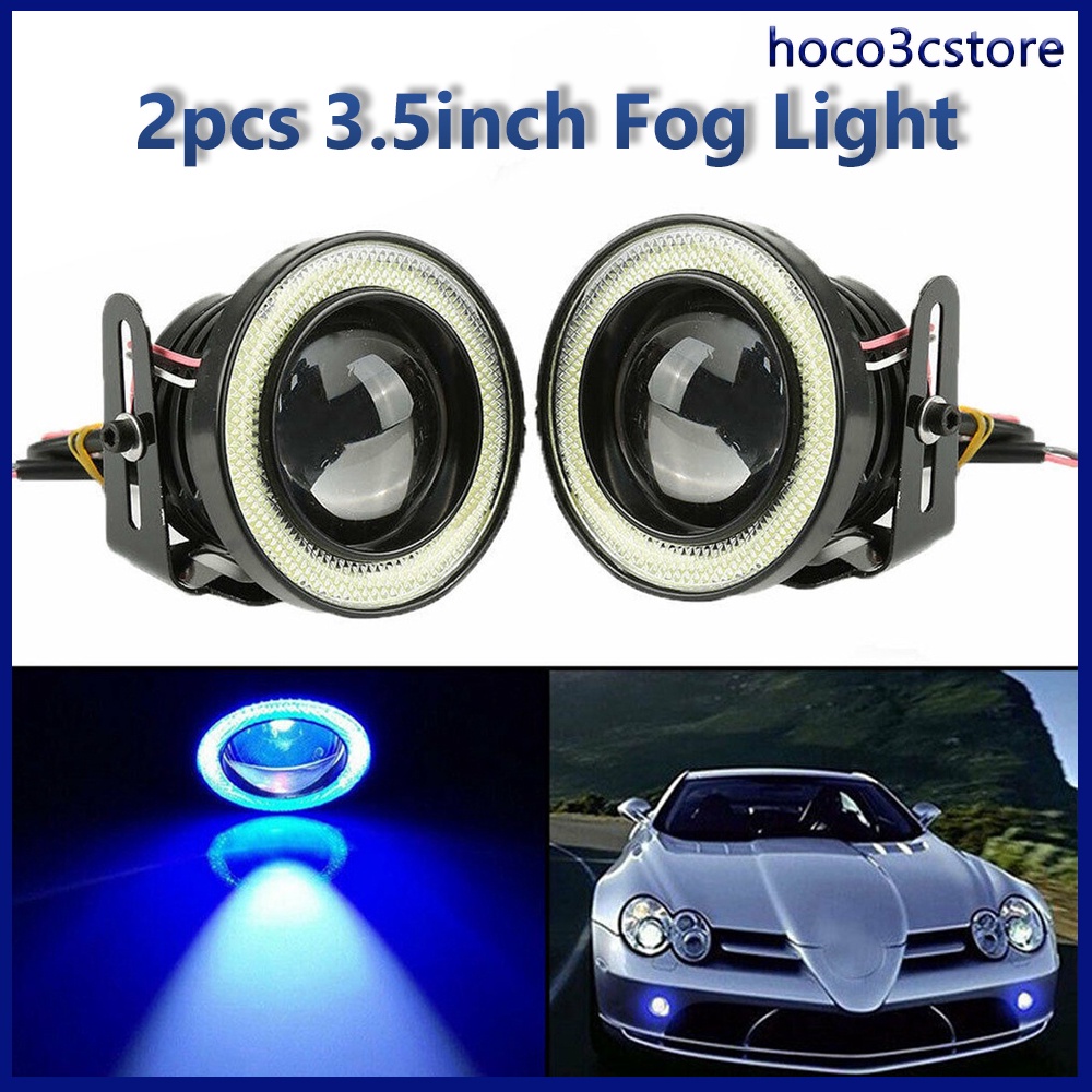 2pcs 3.5 inch Car COB LED Angel Eyes Fog Light Ring Lens Projector Halo ...