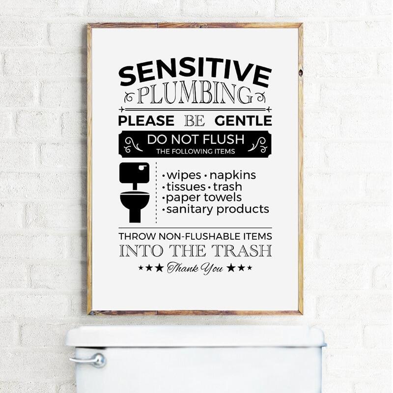 Flush Tet Sign Print Sensitive Plumbing Septic System Signs Poster ...
