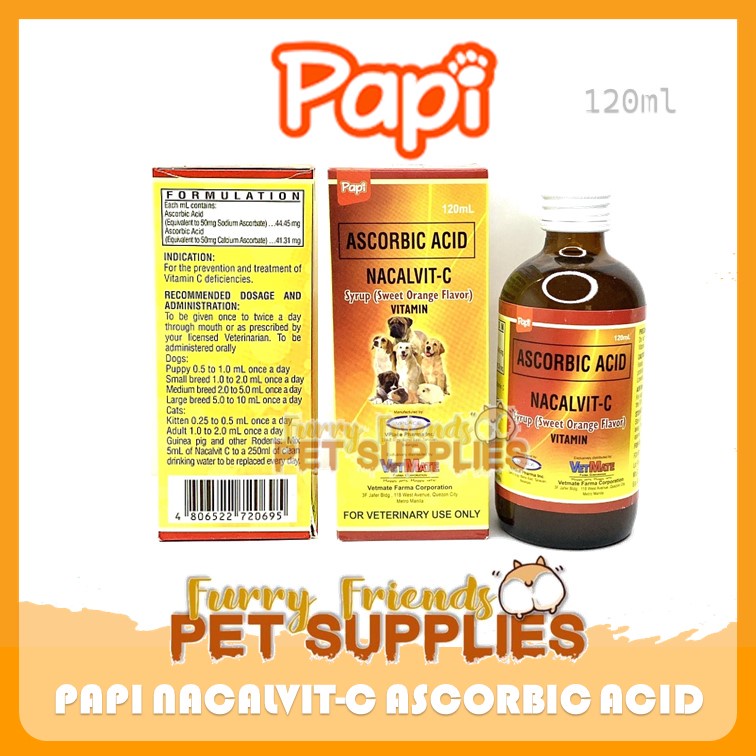 PAPI NACALVIT-C Ascorbic Acid (for pet dogs and cats) 120ml | Shopee ...