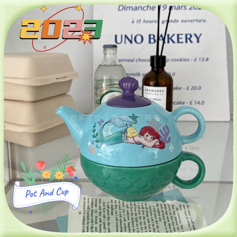 Graby2023 Ceramic Tea Set Child-Mother Pot Mermaid Princess Bell ...