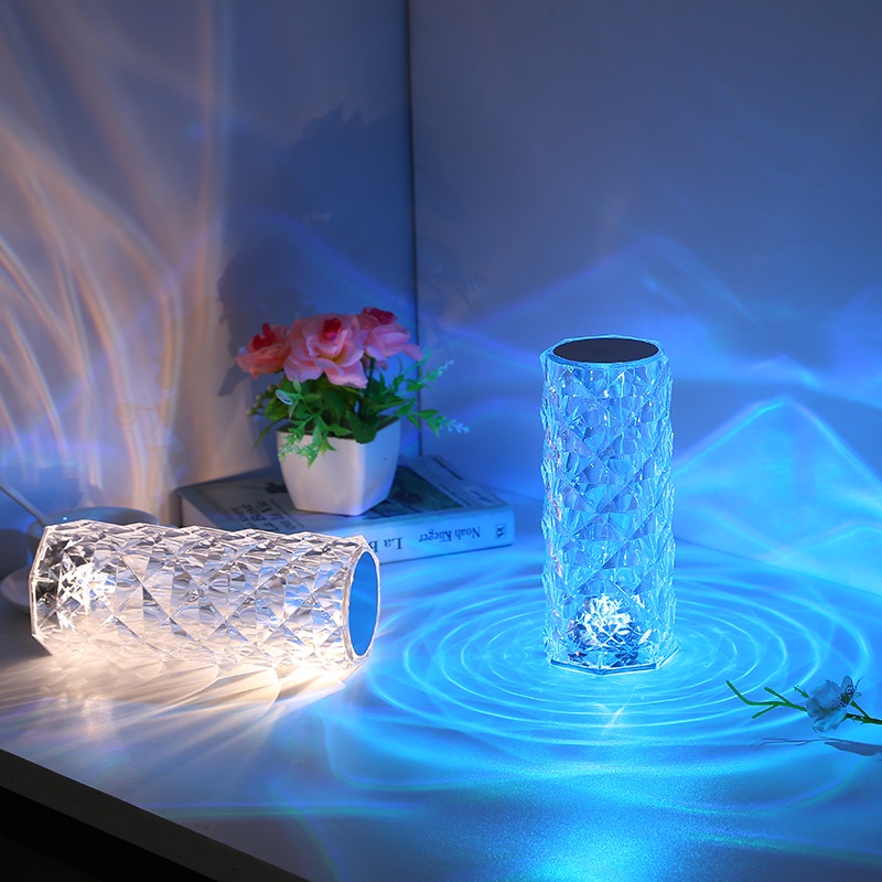 HCparty Creative LED Rose Diamond Table Lamp Seven-Color Crystal ...