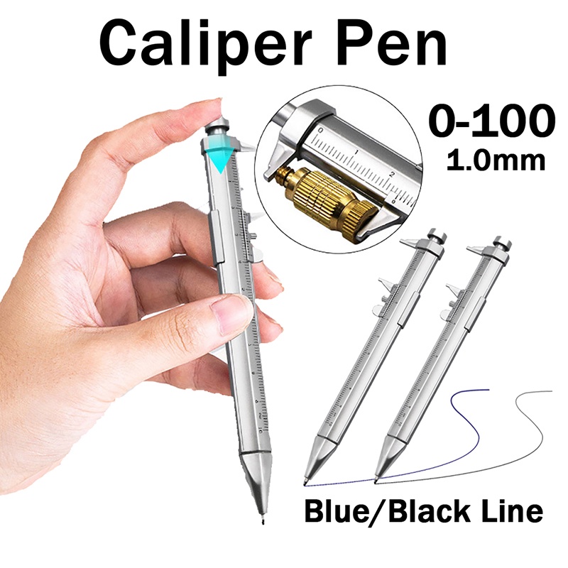 Multifunction Black/Blue Ink Ballpoint Pen 0-100mm Vernier Caliper ...