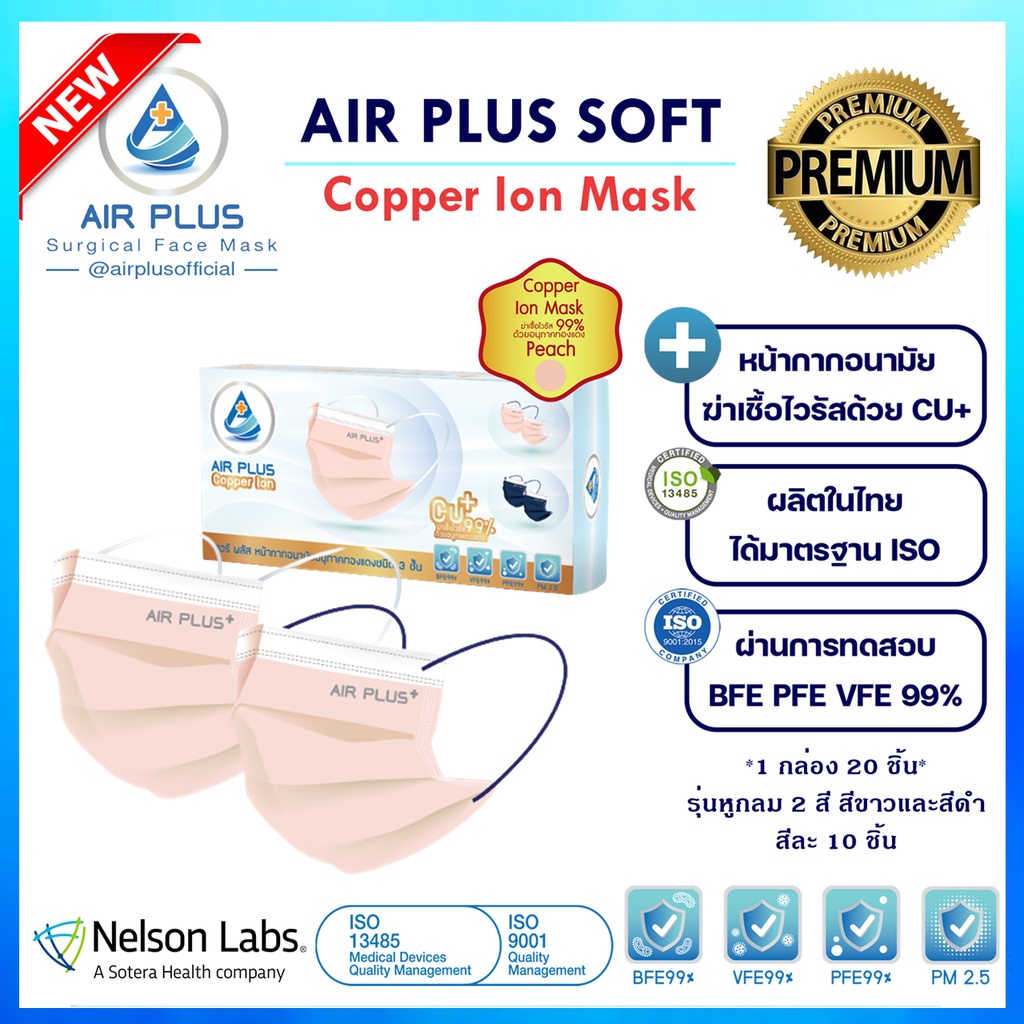 Air Plus Copper Ion Mask Antiviral (Round Ear Model) Produced With Fda ...